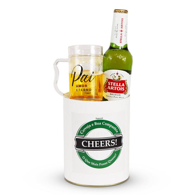 Box Cheers com Stella Artois e Caneca Pai | Nova Flor